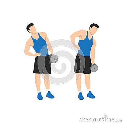 Man Doing Standing Dumbbell Side Bends Exercise. Vector Illustration ...
