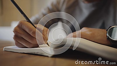 Man Drawing in a Notebook on a Desk Stock Footage - Video of closeup ...