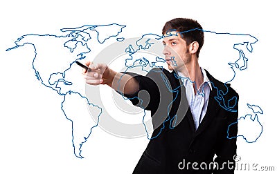 Man Drawing The World Map Stock Photography | CartoonDealer.com #20255360