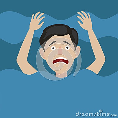 Man Drowns In Water Cartoon Vector Illustration | CartoonDealer.com ...