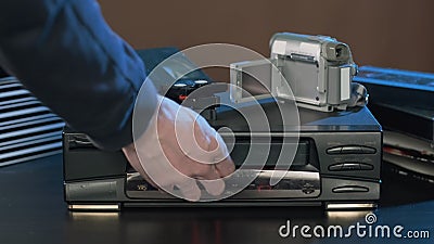 Man Ejecting Tape from VHS Video Player Stock Footage - Video of open ...