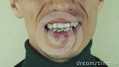 Man Emphatically Sing Song in Front Camera. Mouth. Teeth. Smile ...