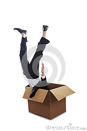 Man Falling Down Into A Box Stock Photography - Image: 23283062