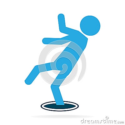 Man Falling Into Hole Icon, Warning Symbol Vector Illustration ...