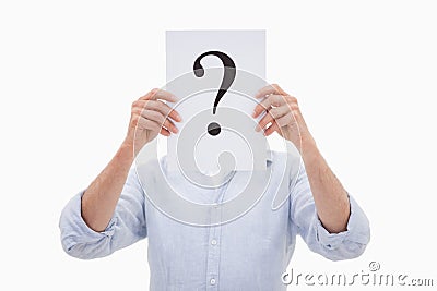 A Man Hiding His Face Behind A Question Mark Stock Photography ...