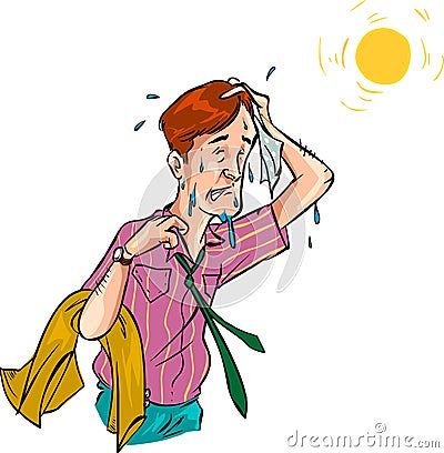 Man In Hot Weather - Vector Stock Vector - Image: 53751230