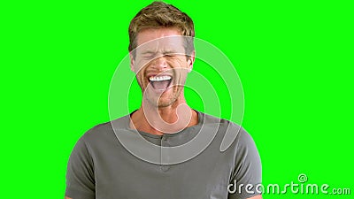 Man Laughing on Green Screen Stock Video - Video of green, filming ...