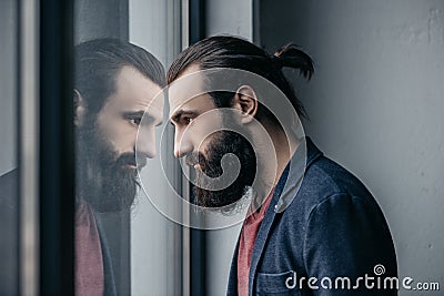 Man Looking At Reflection In Glass Stock Photography | CartoonDealer ...