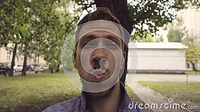 A man making a face stock footage. Video of eyes, handsome - 137792622
