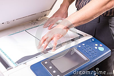 Man Making Photocopy Using Copier In Office Stock Photography ...