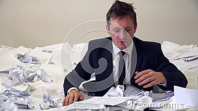 The Man in the Office Drowning in Paper Stock Footage - Video of ...