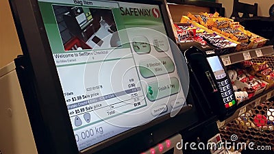 Man Paying Foods at Self Checkout Counter Stock Video - Video of store ...