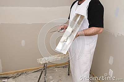 Man Plastering Stock Images - Image: 10094504