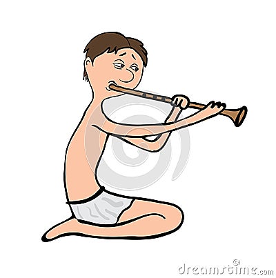 Man Playing The Flute, Vector Illustration Stock Vector - Image: 44332816