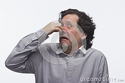 Man Plugging Nose, Horizontal Royalty Free Stock Photography - Image ...