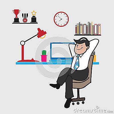 Man Relax At Work Stock Vector - Image: 54422433