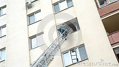 Man Rescue Person from Fire with Stairs Stock Footage - Video of black ...