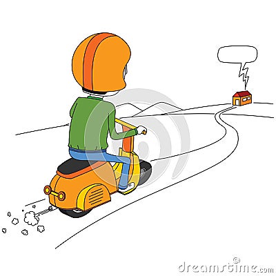 Man Rides Classic Vespa Motorcycle Vector Illustration | CartoonDealer ...