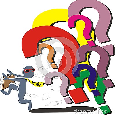 Man Running From Question Marks Stock Illustration | CartoonDealer.com ...