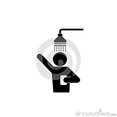 Man Showering Icon On White Background. Shower Sign Vector Illustration ...