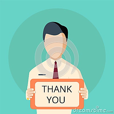 Man With A Sign Thank You Cartoon Vector | CartoonDealer.com #73340939