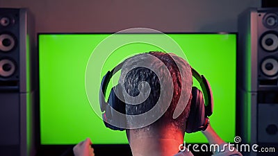 Man Sitting Facing Away Towards a Blank Computer Screen Stock Footage ...