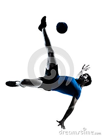 Man Soccer Football Player Flying Kicking Stock Photo - Image: 24867570