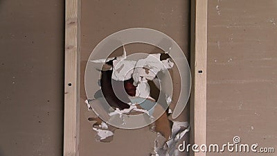 Man Tearing Down Wall with Hammer Stock Footage - Video of building ...