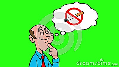 Man Thinking about Cigarette Ban - 4k Animation with Green Background ...