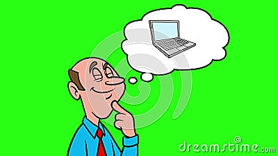 Man Thinking about a Computer - 4k Animation with Green Background ...