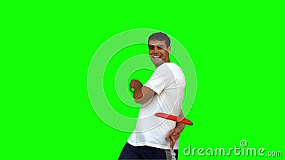 Man Throwing a Frisbee on Green Screen Stock Video - Video of ...