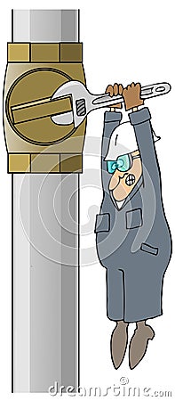 Man Turning Big Valve Royalty-Free Cartoon | CartoonDealer.com #18356099