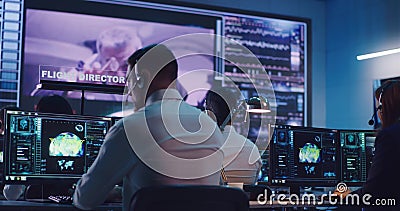 Man Using Computer during Video Call To Astronaut on Space Station ...