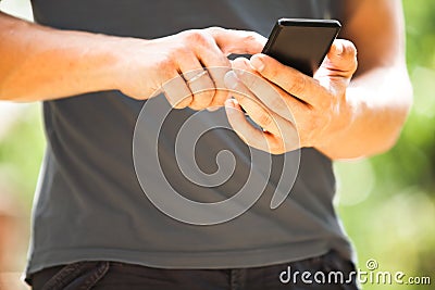 Man Using Mobile Smart Phone Outdoor Stock Photography - Image: 31326622
