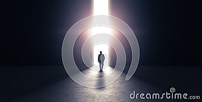 Man Walking Towards Light. Conceipt Background. 3d Royalty-Free Stock ...