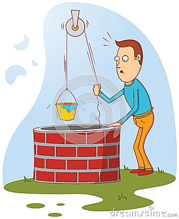 Man At Well Vector Illustration | CartoonDealer.com #39907216