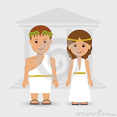 A Man And A Woman In Greek Robes Cartoon Vector | CartoonDealer.com ...