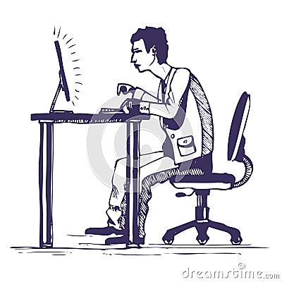 Man and computer stock vector. Illustration of businessman - 41308227