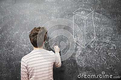 Man Writing On Blackboard Royalty Free Stock Image - Image: 33903596
