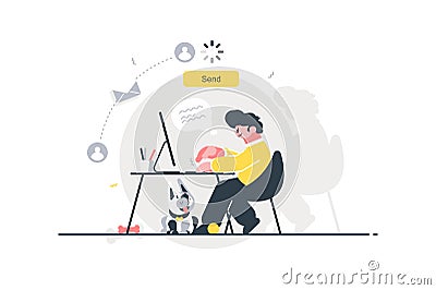 Man Writing Letter Vector Illustration | CartoonDealer.com #165026990