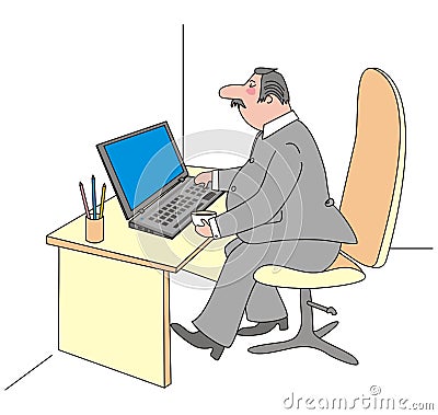Man and computer stock vector. Illustration of businessman - 41308227
