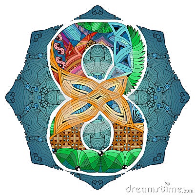 Mandala With Numero Eight. Vector Decorative Zentangle | CartoonDealer ...