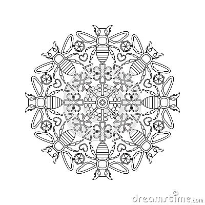 Mandala Para Los Niños Con Las Abejas Ilustración del Vector - Imagen ...