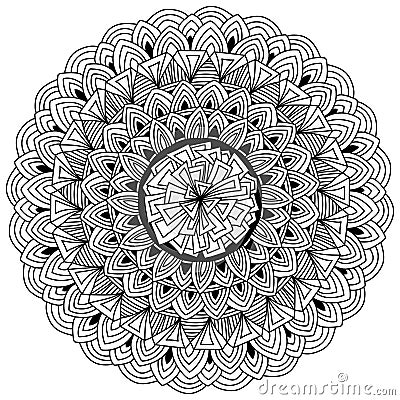 Mandala With Square And Triangular Motifs, Meditative Dood Coloring ...