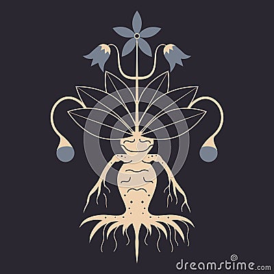 Mandragora Magic Plant Witchcraft Occult Icon Cartoon Vector ...