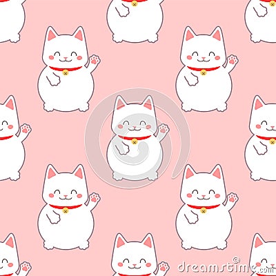 Maneki Neko Pattern Cartoon Vector | CartoonDealer.com #118940271