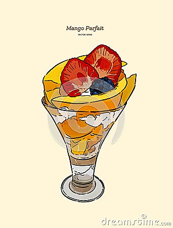 Mango Parfait, Hand Draw Sketch Vector | CartoonDealer.com #149917050