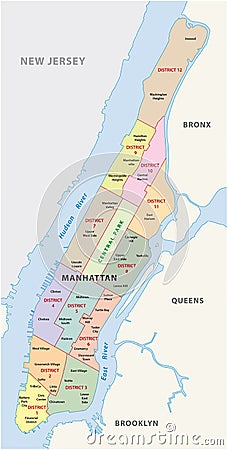 Manhattan Administrative Map Stock Image | CartoonDealer.com #70577269