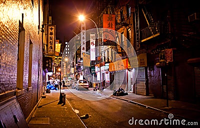 Manhattan Chinatown At Night Editorial Photography - Image: 18471037