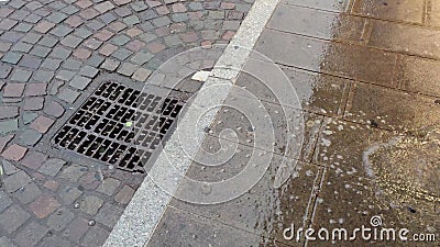 Manhole with rain stock video. Video of flooded, environmental - 190867431